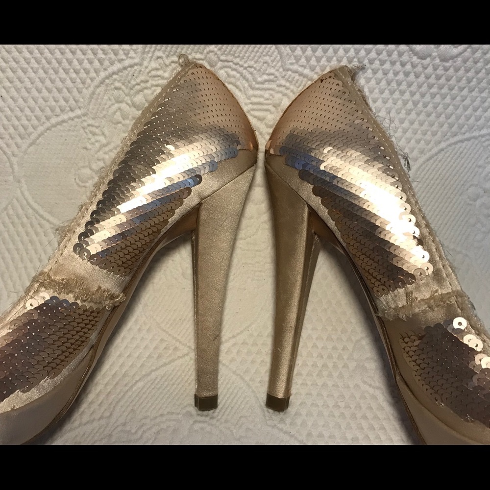 Pedro Garcia Gold Sequin Heels - Gem